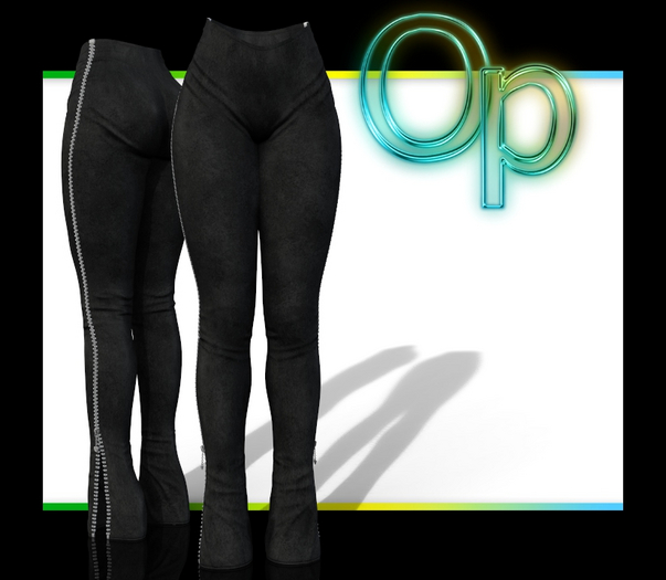 Second Life Marketplace - Black Suede Zipper Pants Legacy